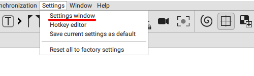 Settings Window